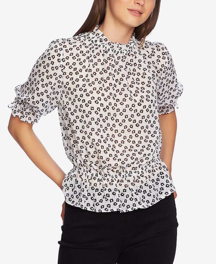 1.STATE Printed Mock-Neck Blouse - Macy's