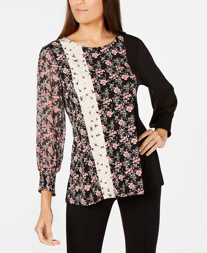 Alfani Petite Mixed-Print Tunic, Created for Macy's - Macy's