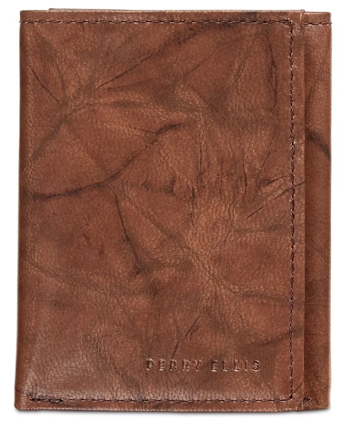 Perry Ellis Portfolio Perry Ellis Men's Crunch Tri-Fold Leather Wallet ...