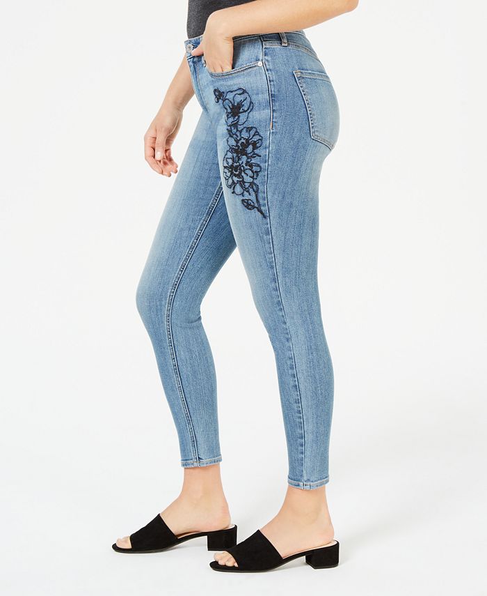 American Rag Juniors' Embroidered Ripped Skinny Ankle Jeans, Created ...