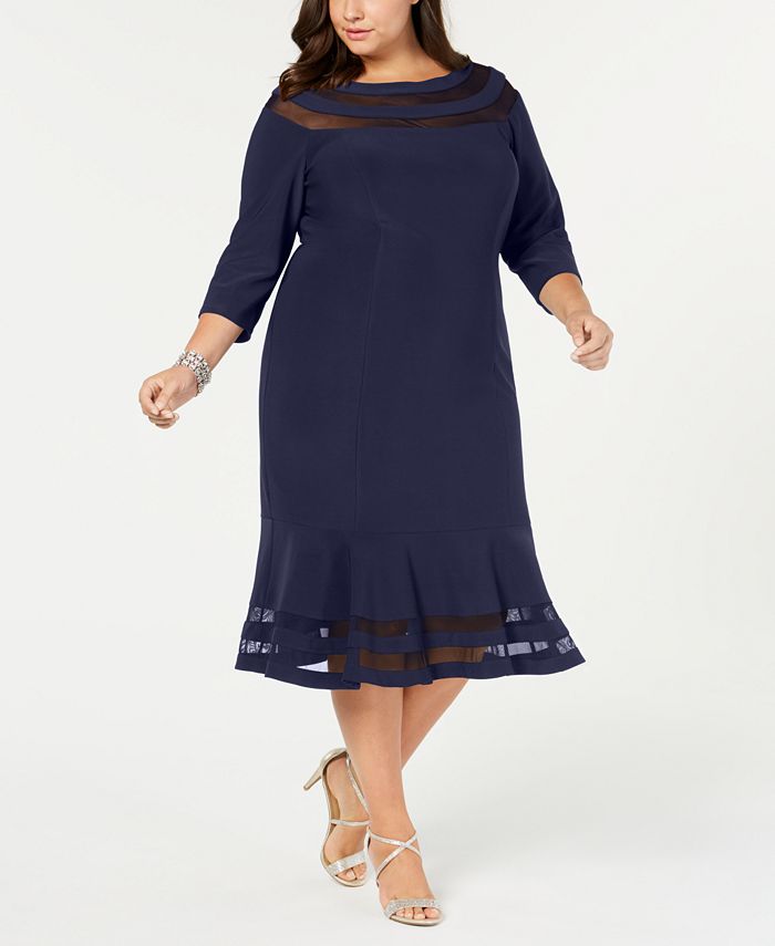 XSCAPE Plus Size Illusion-Inset Dress - Macy's