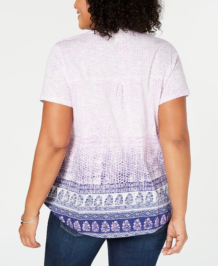 Style And Co Plus Size Cotton Batik Print Top Created For Macys