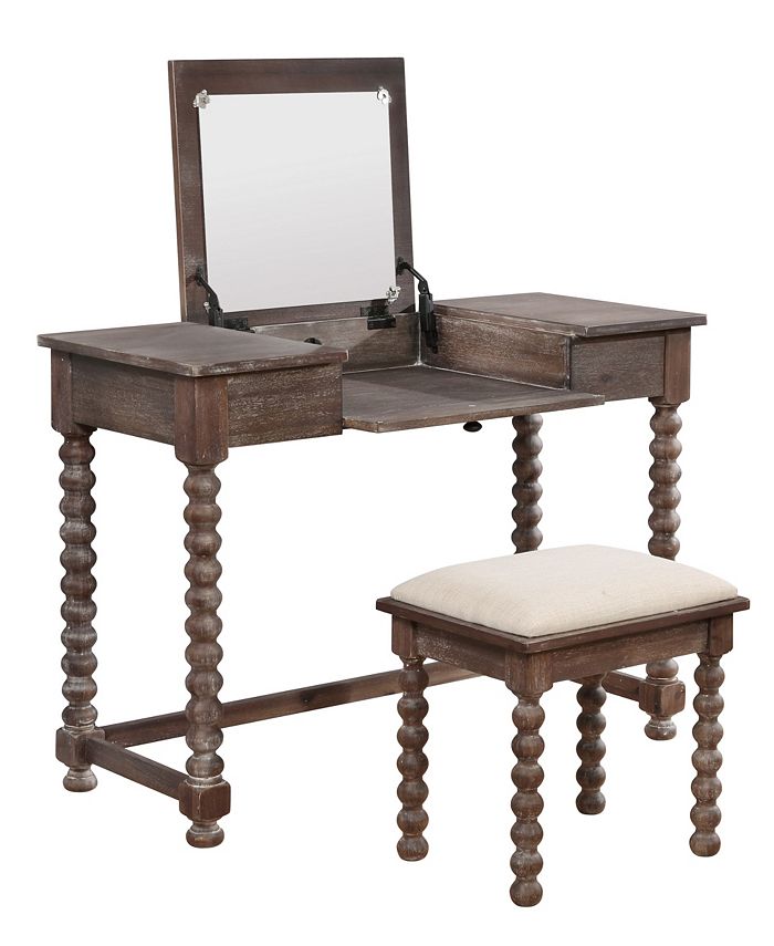 Linon Home Décor Ashley Vanity Set with Bench and Mirror - Macy's
