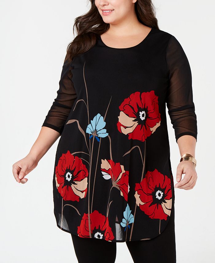 Alfani Plus Size Printed Super Tunic, Created for Macy's - Macy's
