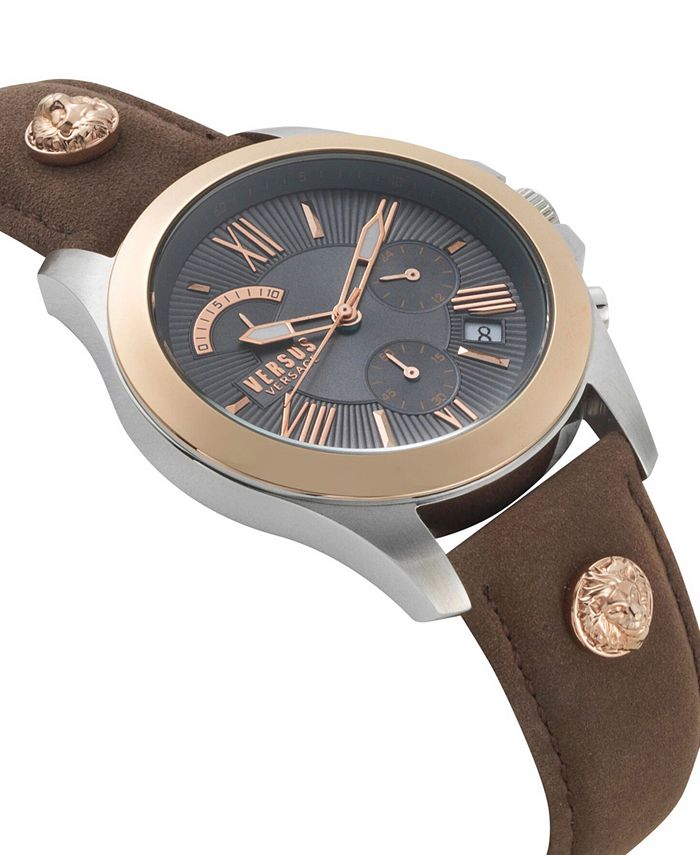 Versus by Versace Versus Men's Chronograph Lion Extension Brown Leather ...