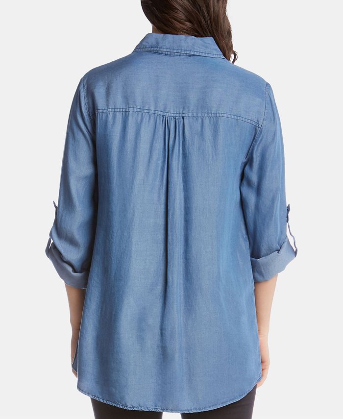 Karen Kane Lace-Up Crossover-Hem Top - Macy's