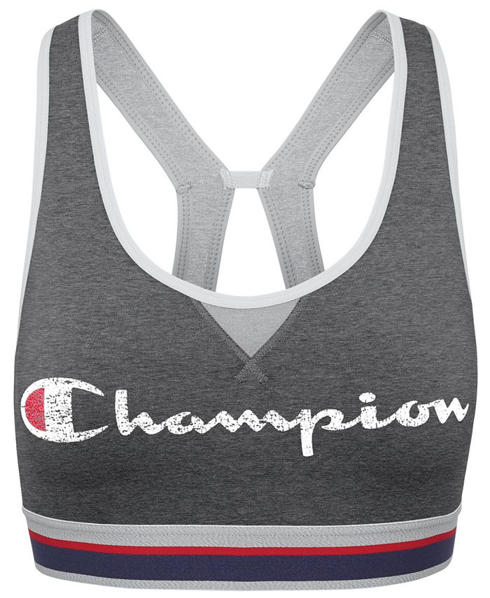 Champion Women's Authentic Logo-Print Cutout Racerback Medium-Support ...