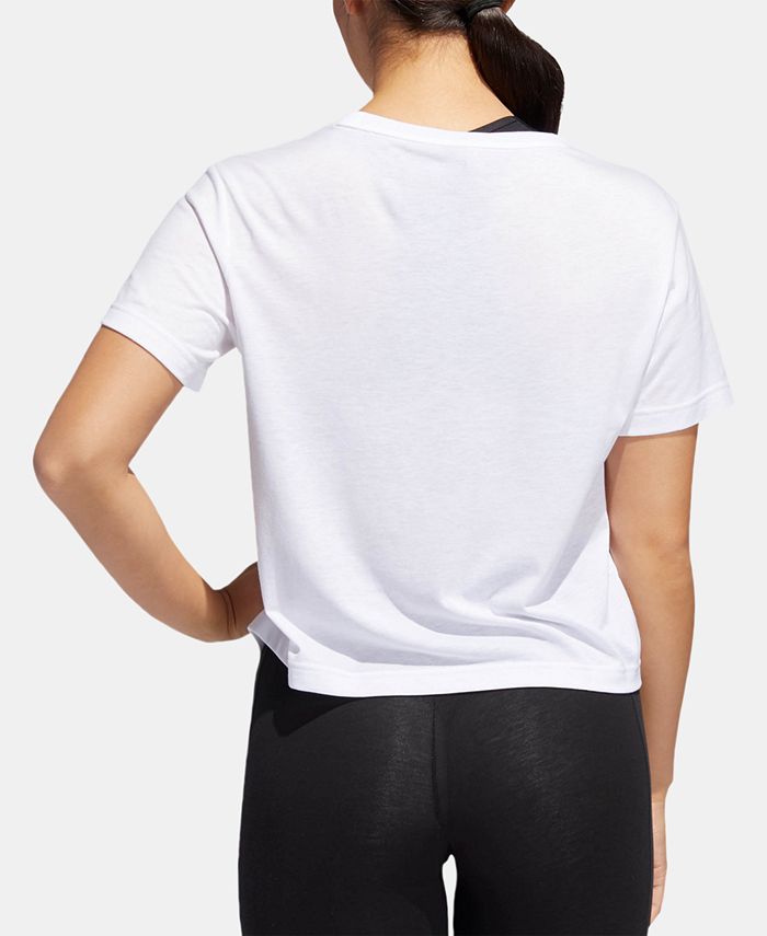 adidas Logo-Graphic ClimaLite® Cropped T-Shirt - Macy's