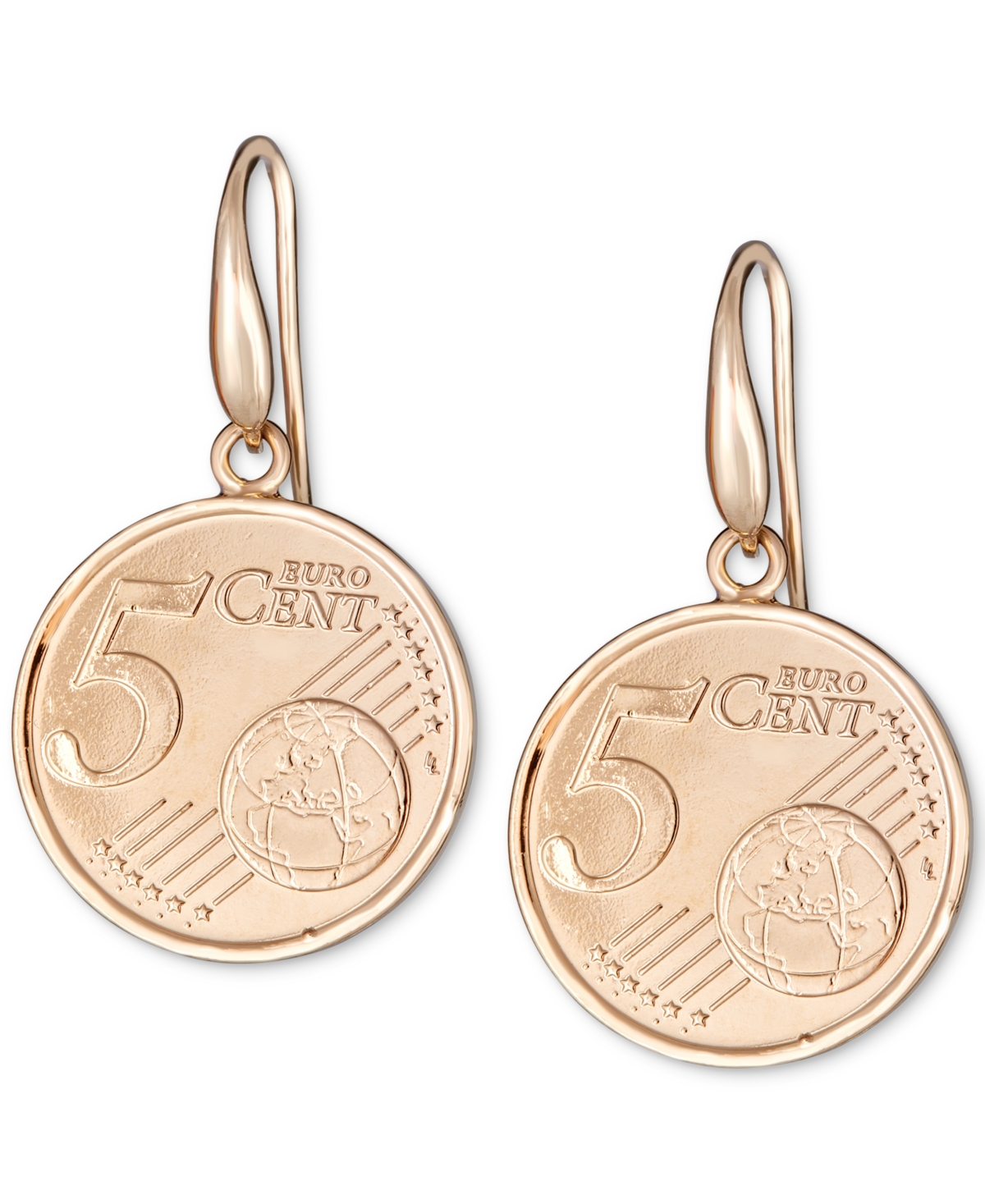 Click here for Euro-Look Coin Drop Earrings in 14k Gold-Plated St... prices