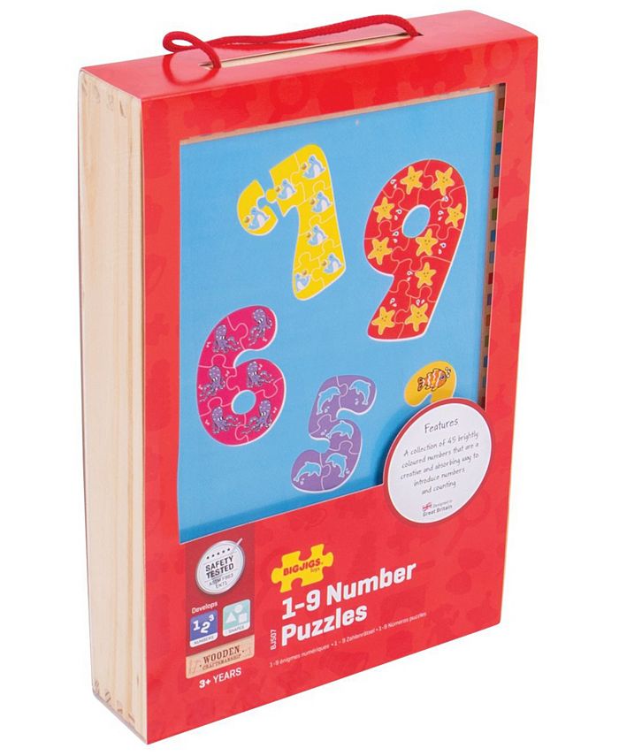 Bigjigs Toys Wooden 1-9 Number Puzzles- 45 Pcs - Macy's