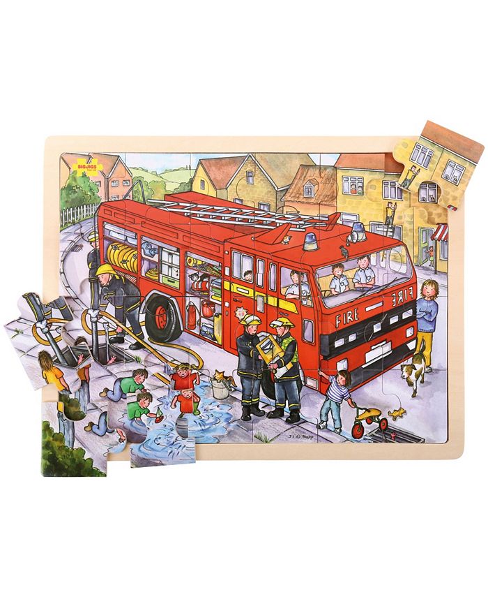 Bigjigs Toys Wooden Fire Engine Tray Puzzle- 24 Pcs - Macy's