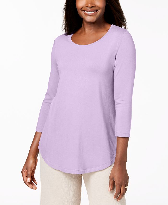 JM Collection Petite Three-Quarter-Sleeve Top, Created for Macy's - Macy's