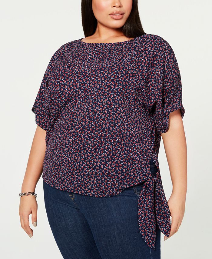 Michael Kors Plus Size Side-Tie Top - Macy's