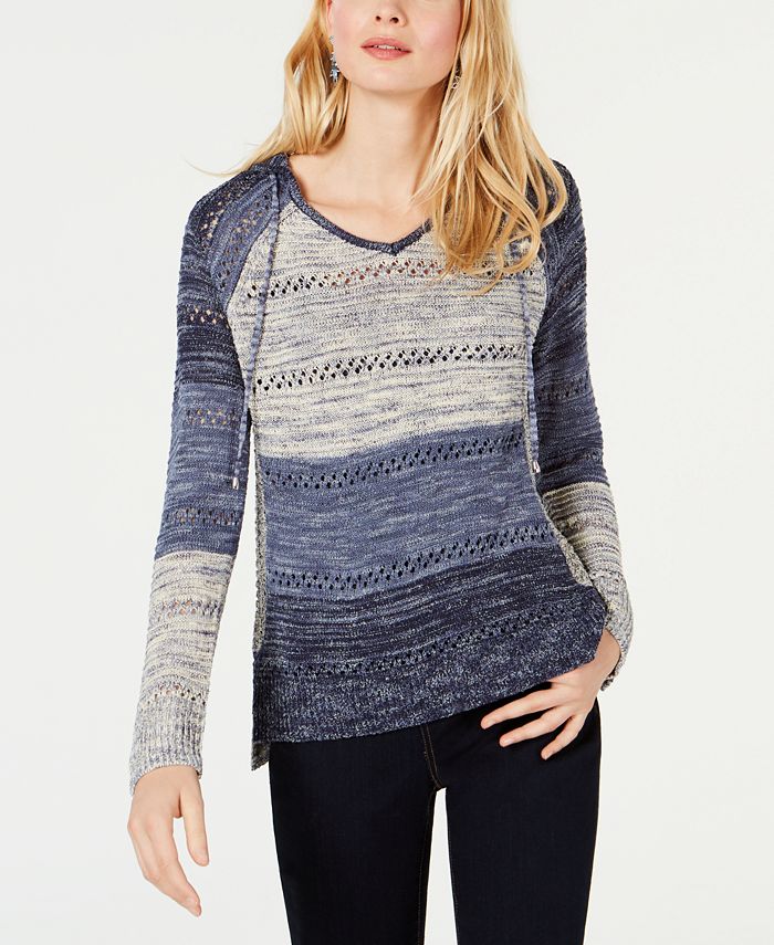 INC International Concepts INC Open-Knit Hooded Sweater, Created for ...