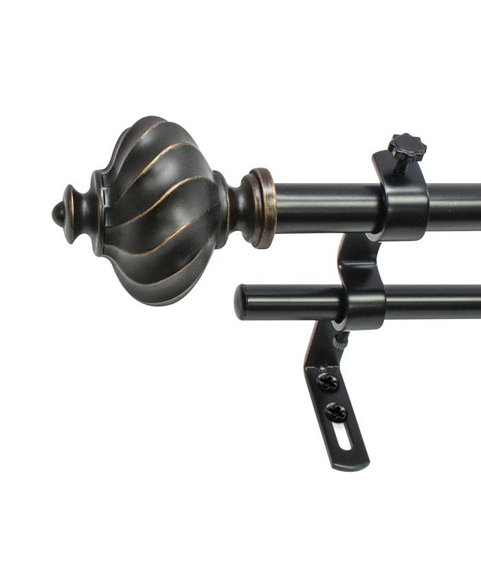 Decopolitan Montevilla 5/8-Inch Ribbed Knob Telescoping Double Curtain ...