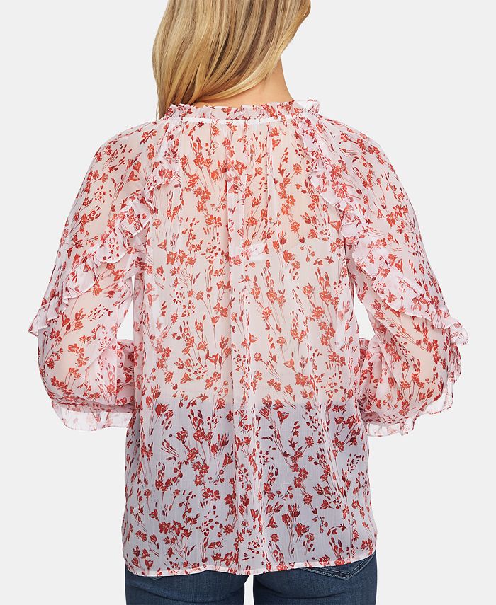 CeCe Floral-Print Ruffled Top - Macy's