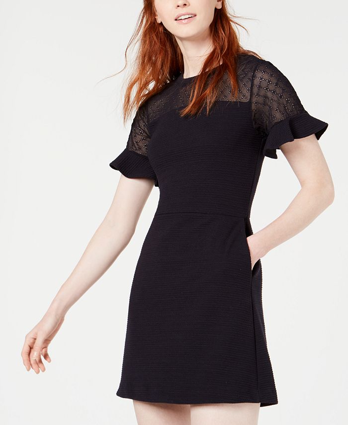 French Connection Roesia Ruffled Eyelet-Inset Dress - Macy's
