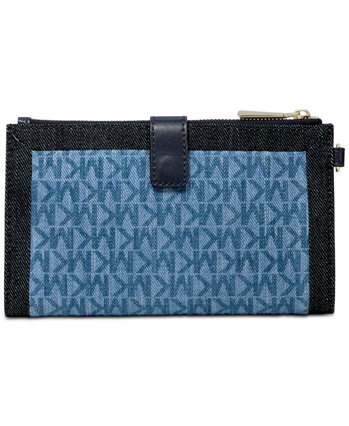 Michael Kors Denim Signature Double Zip Wristlet, Created for Macy's ...