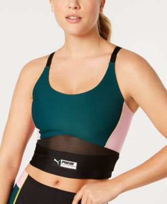 Puma TZ Colorblocked Mesh-Trimmed Racerback Cropped Top - Macy's