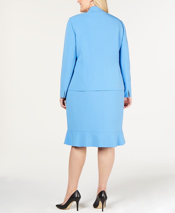 Le Suit Ruffle-Hem Shoulder-Pads Skirt Suit - Macy's