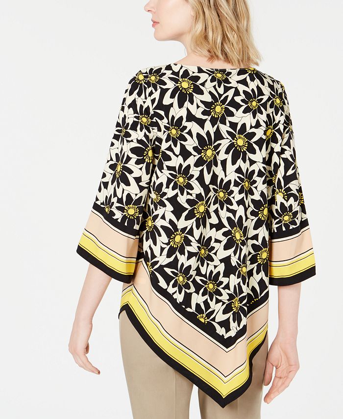 Alfani Printed V-Hem Top, Created for Macy's - Macy's