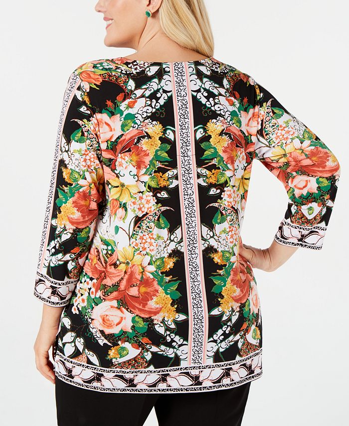 JM Collection Plus Size Embellished Tunic, Created for Macy's - Macy's