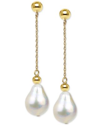 Cultured Baroque Freshwater Pearl (11-13mm) Drop Earrings in 14k Gold ...
