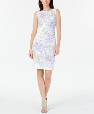Calvin Klein Sleeveless Printed Sheath Dress - Macy's