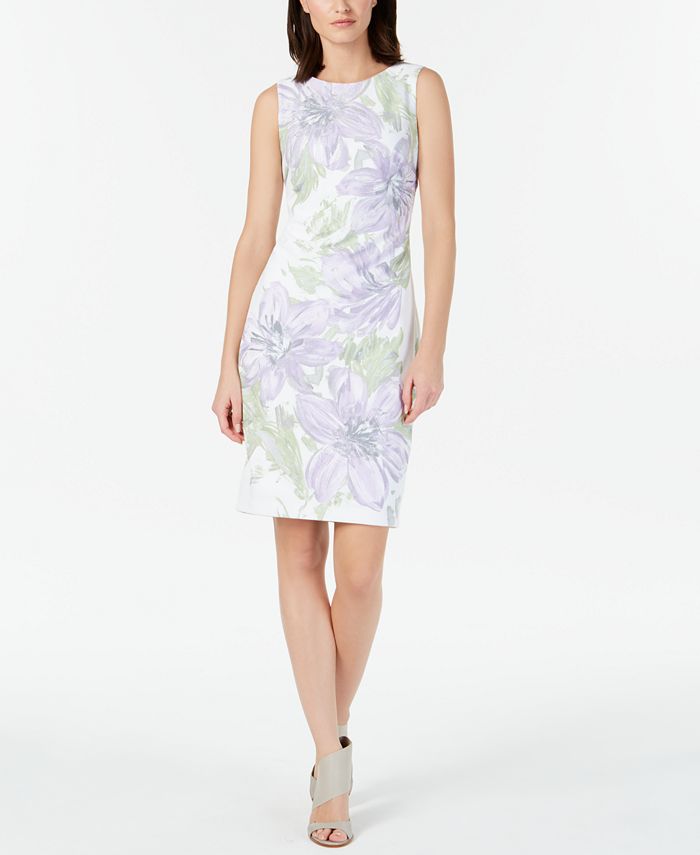 Calvin Klein Sleeveless Printed Sheath Dress Macys
