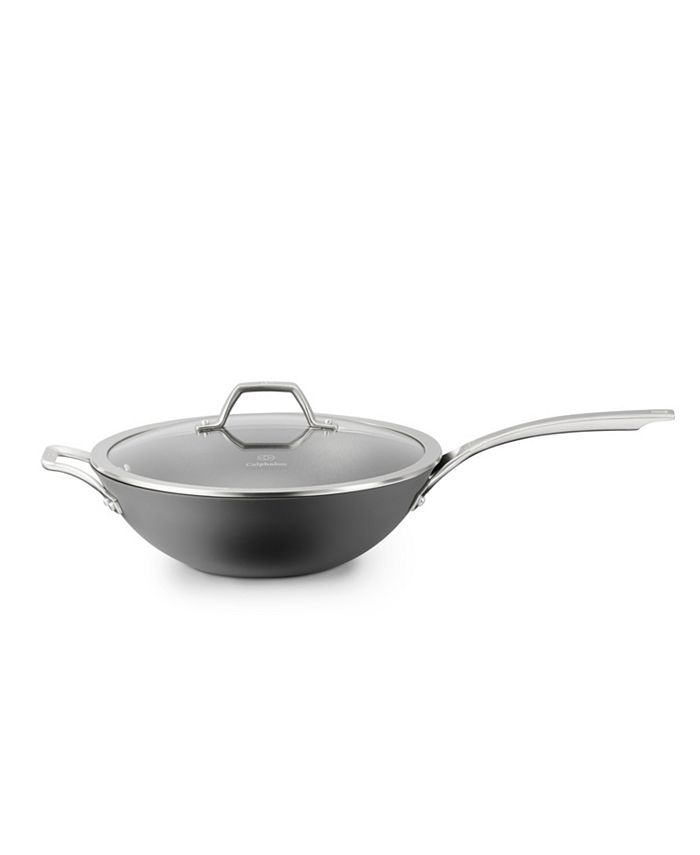 Calphalon Signature Nonstick 12" Flat-Bottom Wok with Cover - Macy's