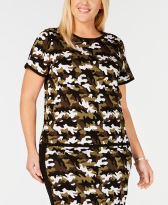 Michael Kors Plus Size Camo-Print Sweater - Macy's