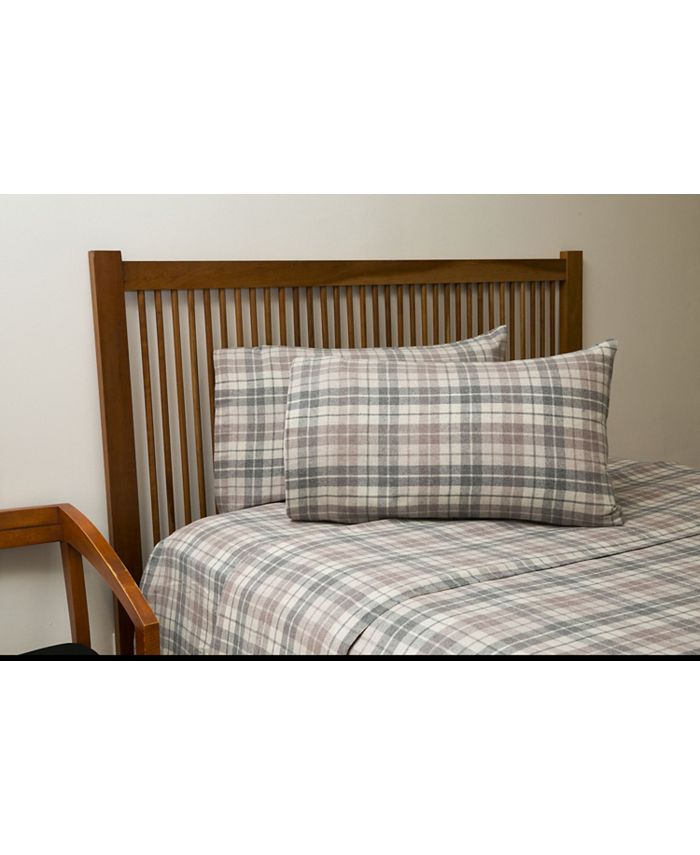La Rochelle British Peach Plaid Sheet Set Queen - Macy's