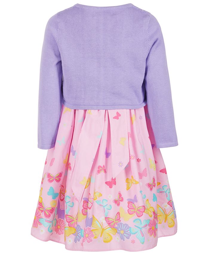 Good Lad Little Girls 2-Pc. Printed Dress & Cotton Cardigan Set - Macy's