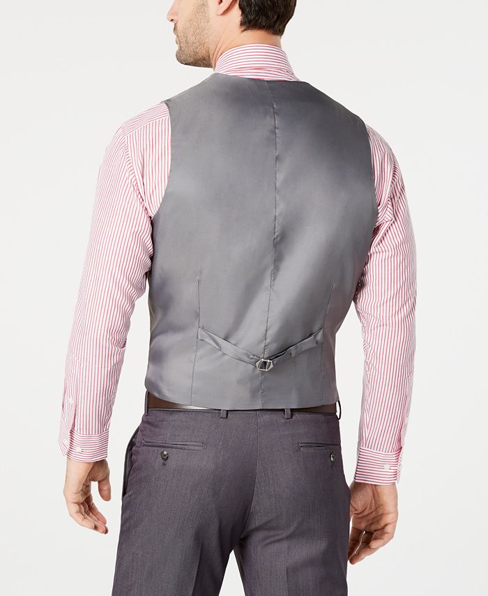 Perry Ellis Men's Portfolio Slim-Fit Stretch Gray Solid Suit Vest - Macy's