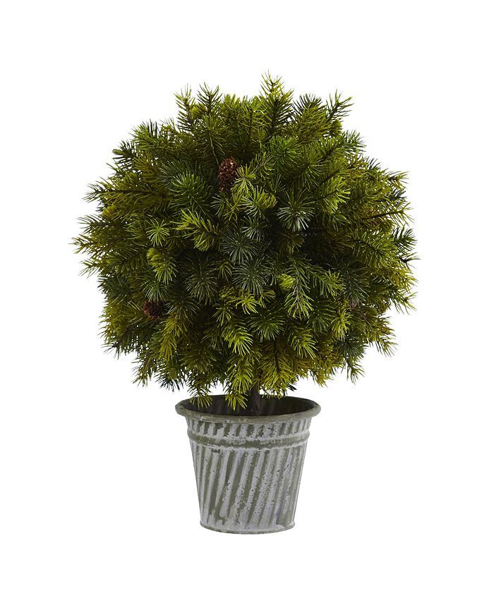 Nearly Natural 18" Pine Ball in Iron Top - Macy's