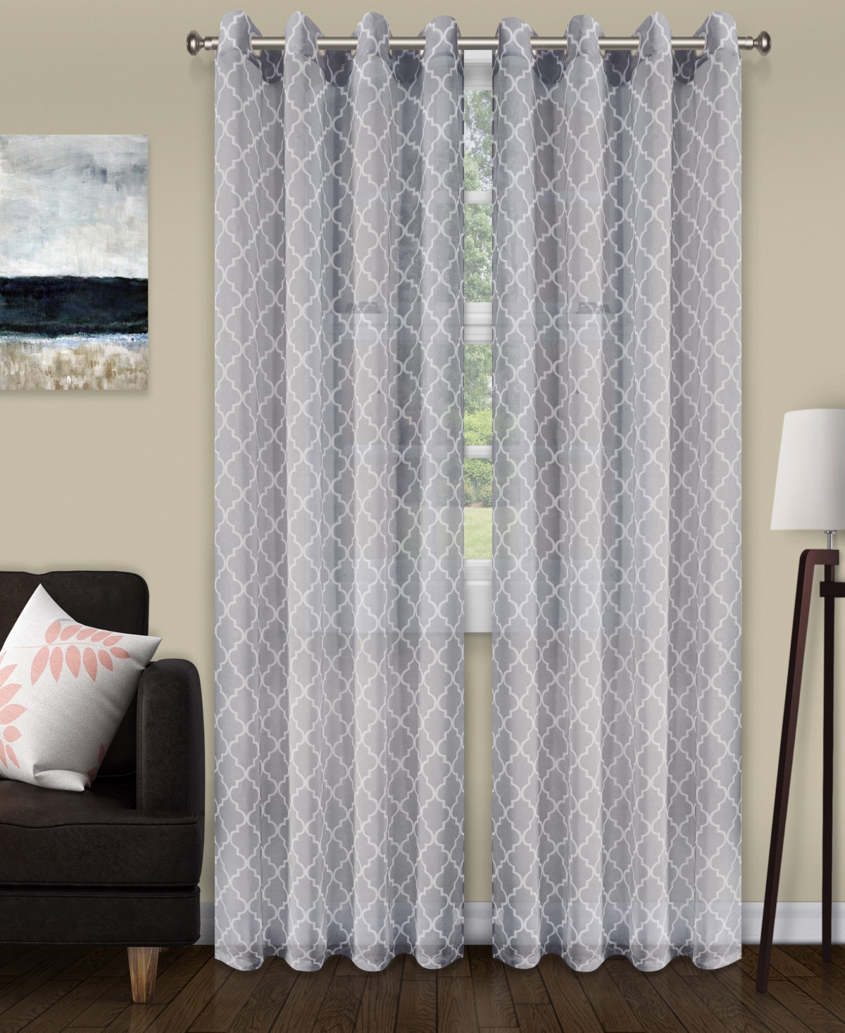 Click here for Superior Trellis Sheer 2-Piece Curtain Panels with... prices