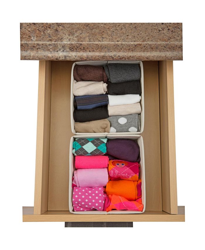 Simplify 2 Pack Medium Square Compartment Drawer Organizer in Faux Jute ...
