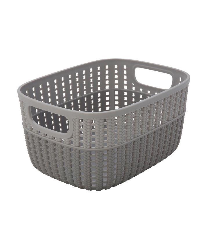 Simplify 2-Tone Decorative Small Storage Basket in Gray - Macy's