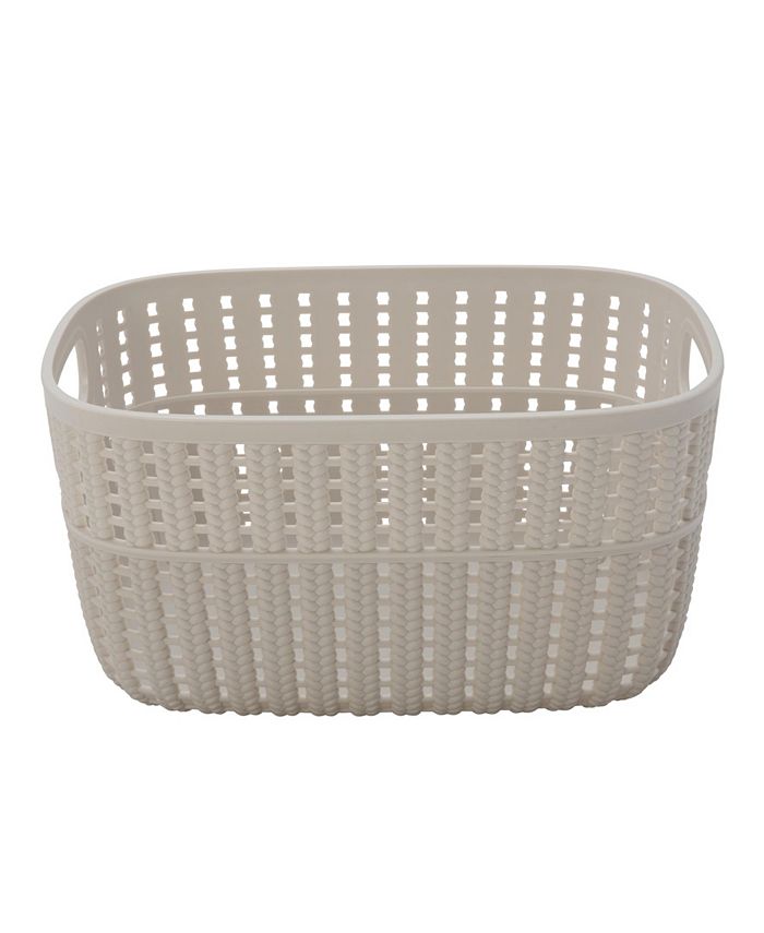 Simplify 2-Tone Decorative Small Storage Basket in Ivory - Macy's