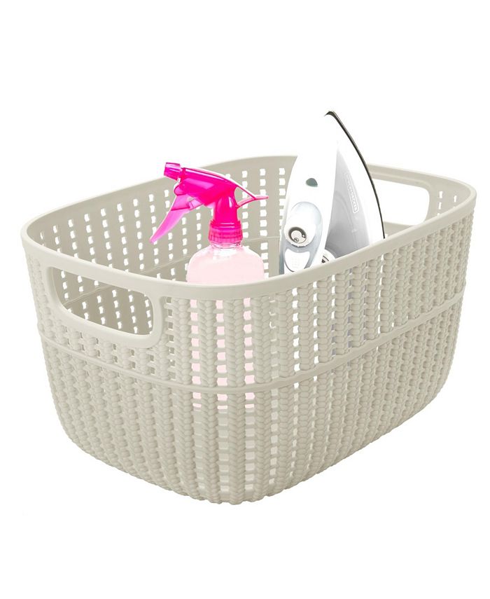Simplify 2-Tone Decorative Medium Storage Basket in Ivory - Macy's