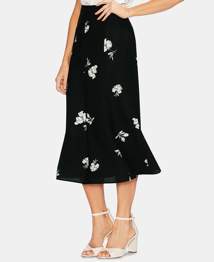 Vince Camuto Floral-Print Ruffle-Hem Skirt - Macy's