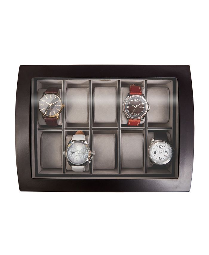 Mele & Co Royce Locking Glass Top Wooden Watch Box - Macy's