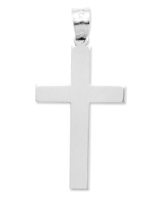 14k White Gold Charm, Polished Cross Charm - Macy's
