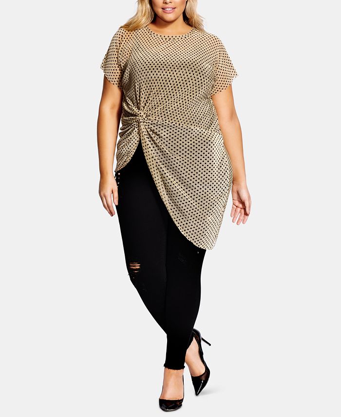 City Chic Trendy Plus Size Metallic Tie Top - Macy's