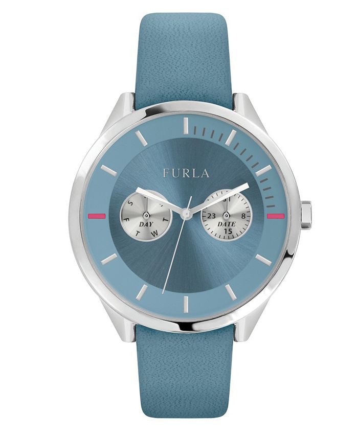 Furla Women's Metropolis Light Blue Dial Calfskin Leather Watch - Macy's
