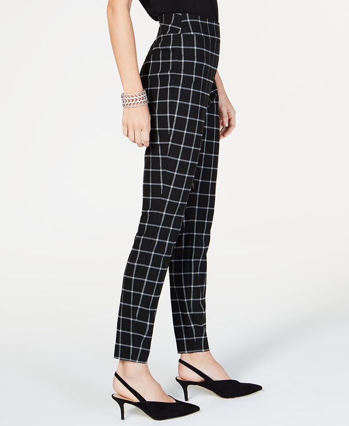 INC International Concepts I.N.C. Petite Windowpane-Print Skinny Pants ...