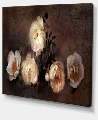Designart Wild Roses In Old Painting Style Floral Art Canvas Print - 20 ...