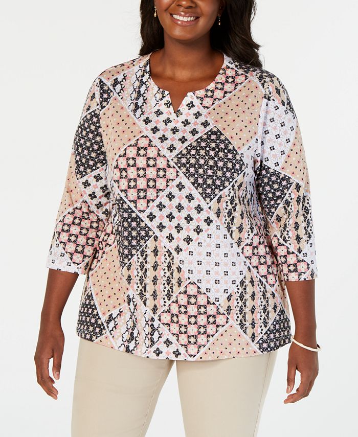 Alfred Dunner Plus Size Classic Printed Top - Macy's