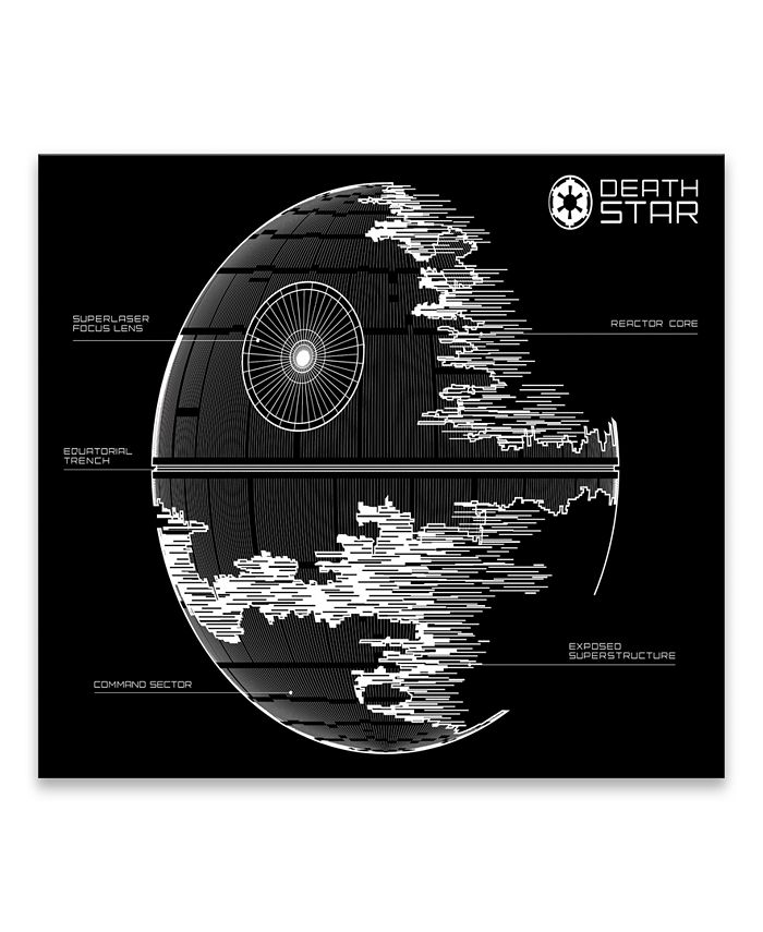 Artissimo Designs Death Star Blueprint Silver Metallic Canvas Art - 28 ...