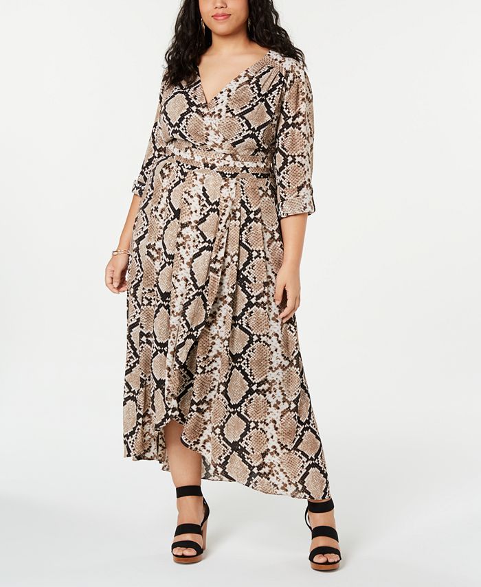 INC International Concepts I.N.C. Plus Size Snake Printed Faux-Wrap ...